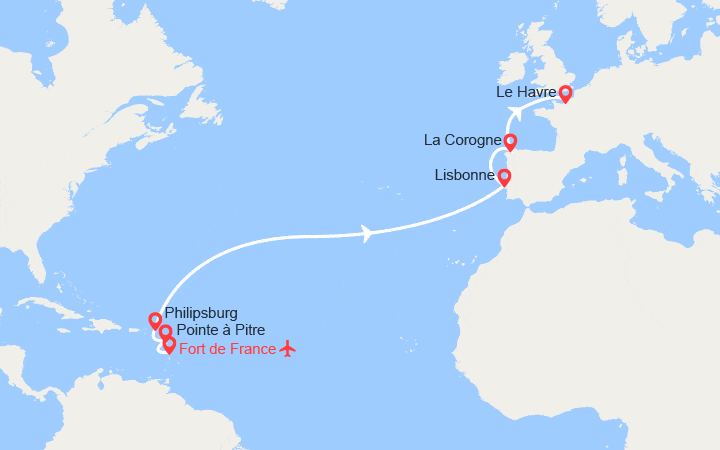 Croisière Transatlantique : de Fort-de-France au Havre || Vol aller ...
