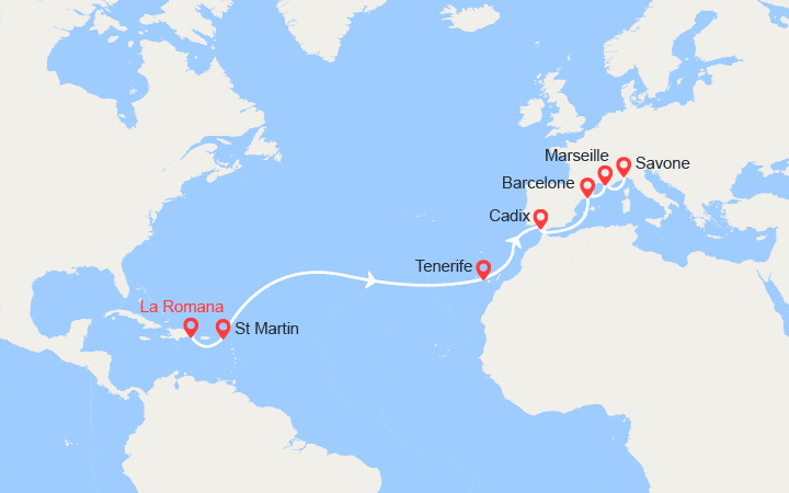 Croisière Transatlantique: de La Romana à Savone - 16 jours, départ La ...
